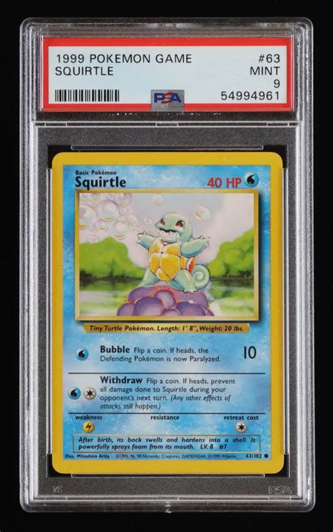 Squirtle 1999 Pokemon Base Unlimited 63 Psa 9 Pristine Auction