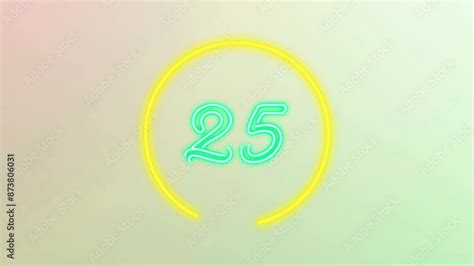 30 seconds green and yellow color neon light countdown timer on pastel