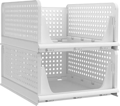 Nogis Stackable Closet Storage Baskets 2 Packs Plastic Closet