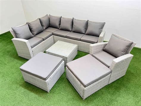 Fimous 9 Seater Corner Sofa Sets With Square Coffee Table Chair 2 Light