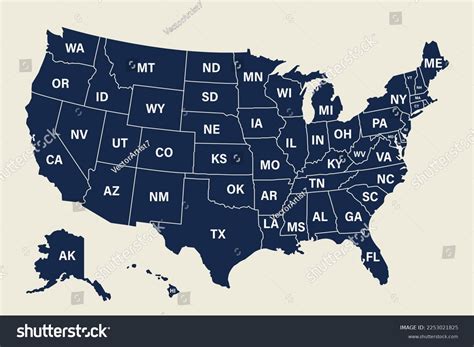 United States Vector Map Usa Map Stock Vector Royalty Free 2253021825