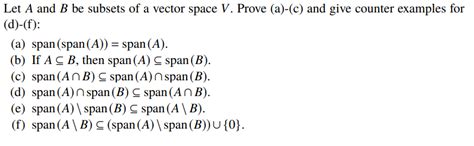 solved let a and b be subsets of a vector space v prove
