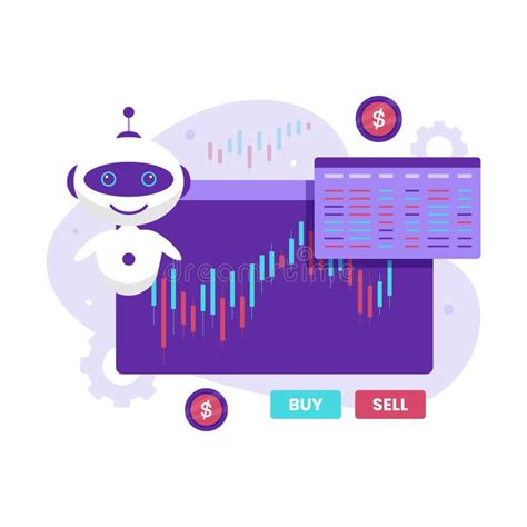 Automatic Trading Robot Isometric Concept With Chart And Upward Arrow