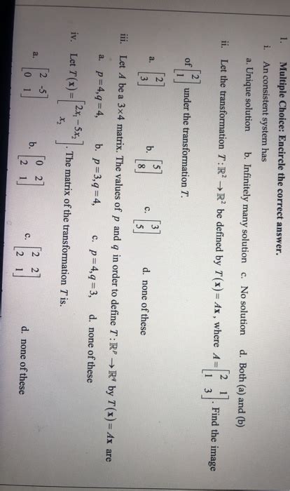 solved 1 i multiple choice encircle the correct answer