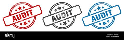 Audit Stamp Audit Round Isolated Sign Audit Label Set Stock Vector