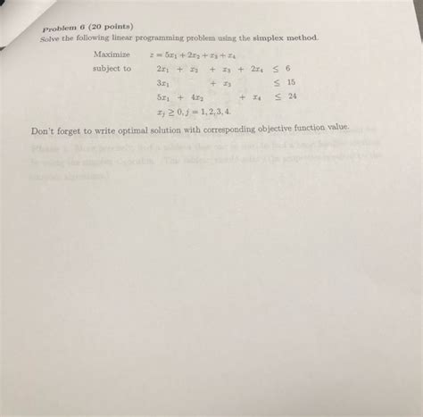 Solved Problem 6 20 Points Solve The Following Linear