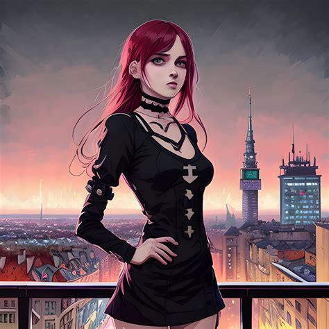An Image Of A Slavic Woman Wearing Choker In A Manga Art Anime Style