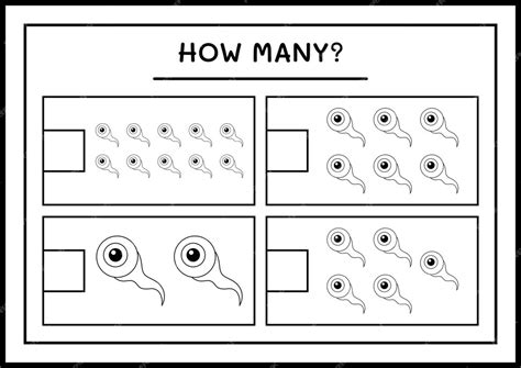 얼마나 많은 눈 어린이용 게임 벡터 일러스트 레이 션 인쇄용 워크시트 프리미엄 벡터