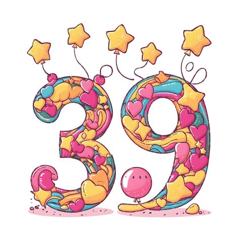 Premium Vector Numeric Digit 39 Vector Illustration Typography Of Number 39 With Playful