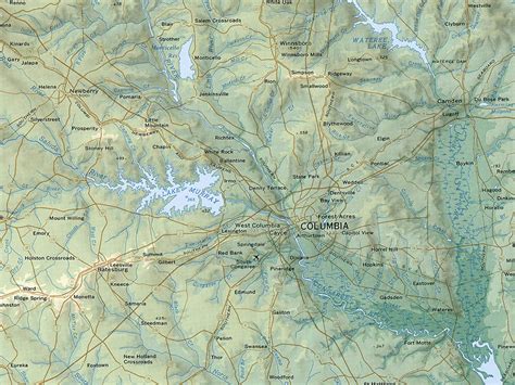 South Carolina Topographical Wall Map By Raven Maps 35 X 41 In 2022