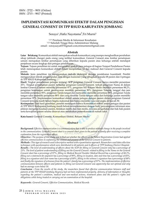 pdf implementasi komunikasi efektif dalam pengisian general consent