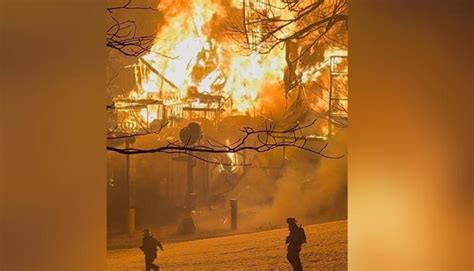 Photos Lightning Sparks Fire Burning Beech Mountain Ski Slope Condos