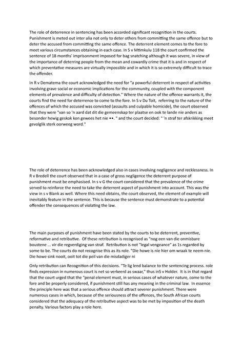 The Role Of Deterrence In Sentencing Has Been Accorded Significant