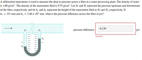 Solved A Differential Manometer Is Used To Measure The Drop