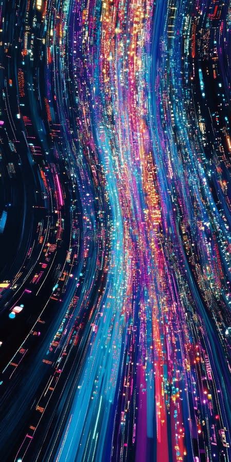 Dynamic Digital Data Streams With Vibrant Colors And Repeating Patterns In Abstract Background