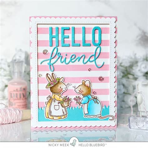 Nicky Noo Cards Simple Stripe Background Stamp Hello Bluebird Stamps Blue Bird Paper