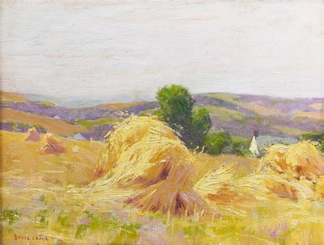Bruce Crane Antique American Impressionist Signed Haystack Landscape