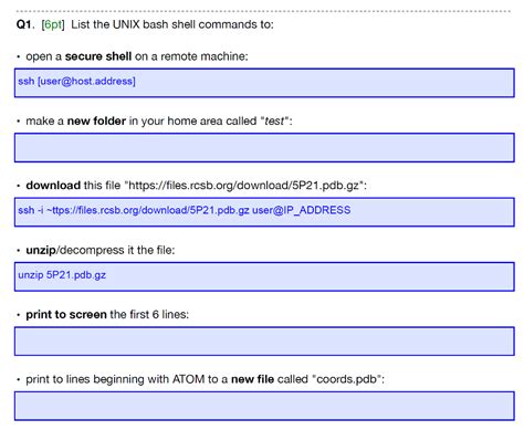 solved q1 [6pt] list the unix bash shell commands to open