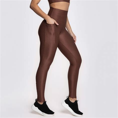 Calça Legging Basics Com Bolsos Laterais Marsala