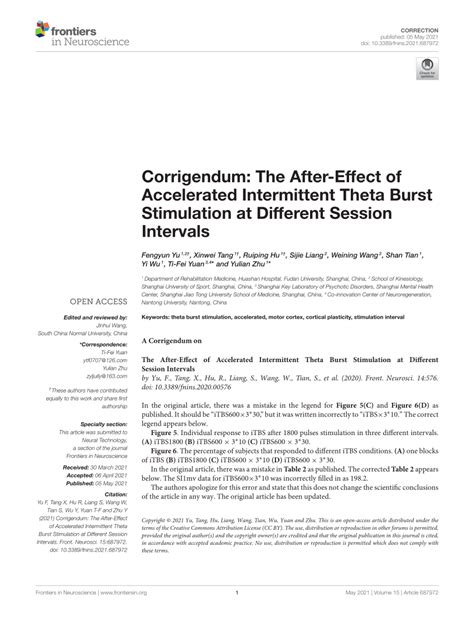 Pdf Corrigendum The After Effect Of Accelerated Intermittent Theta
