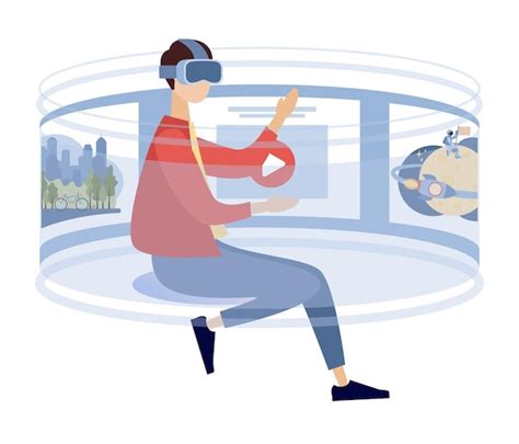Aventura de realidade virtual homem usando óculos de realidade virtual