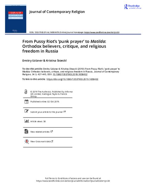 Pdf From Pussy Riots ‘punk Prayer To Matilda Orthodox Believers
