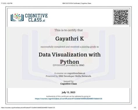 I Am Glad To Share That I Have Completed My Certification Data Visualization With Python From