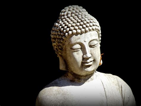 HD Wallpaper White Concrete Buddha Statue Zen Meditation Face