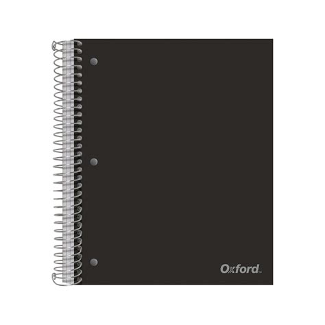 Oxford 3 Subject Spiral Notebook College Ruled Black Poly Cover