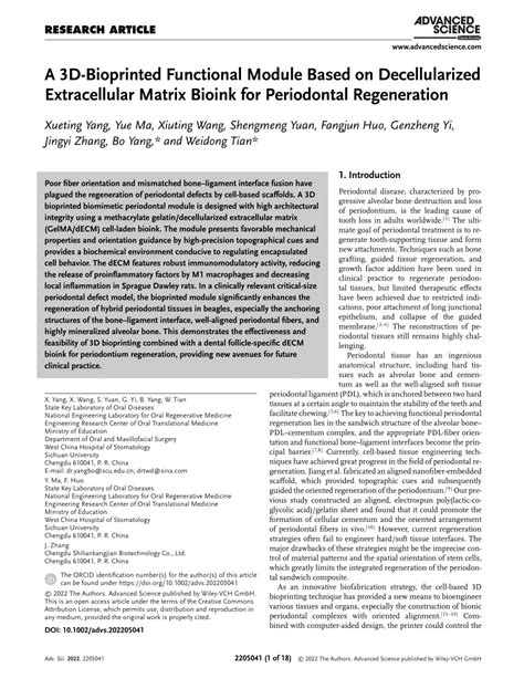 Pdf A 3d‐bioprinted Functional Module Based On Decellularized Extracellular Matrix Bioink For