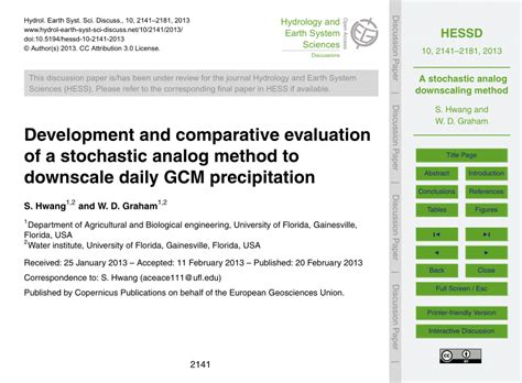 Pdf Development And Comparative Evaluation Of A Stochastic Analog