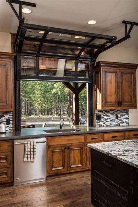 Garage Door Transformed Into A Kitchen Window