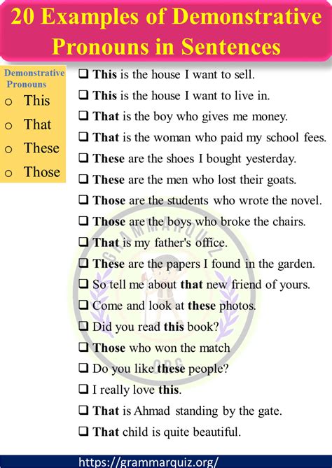 20 Examples Of Demonstrative Pronouns In Sentences