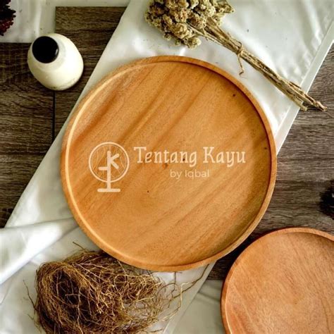 Jual Round Tray Nampan Kayu Bulat Baki Kayu Bulat Ukuran Besar Dan