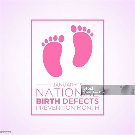 전국 선천적 결함 예방의 달은 매년 1월에 기념됩니다 출생 결함 인식의 달 배너 인사말 카드 배경이 있는 포스터에 대 한 벡터 템플릿 벡터 그림입니다 0명에 대한 스톡 벡터