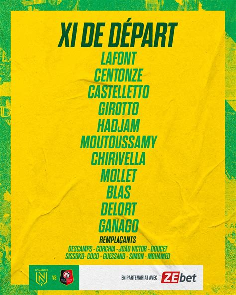 Fc Nantes Fc Nantes Stade Rennais Fc La Composition Nantaise
