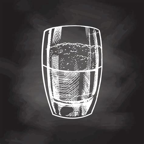Hand Drawn Sketch Of Gllass Of Beer Isolated On Chalkboard Background