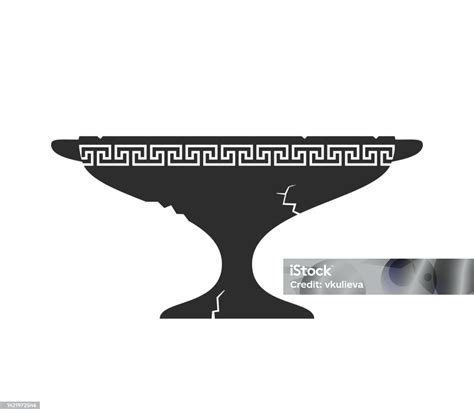 깨진 암포라 실루엣 비열한 패턴으로 고대 그리스 꽃병에 금이 갔다 골동품 세라믹 항아리 또는 용기 오래된 점토 도자기 벡터 일러스트레이션 0명에 대한 스톡 벡터 아트 및