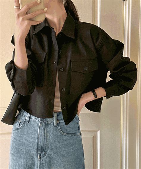 브랜드퀄리티보장 ⚡당일출고⚡더블포켓 크롭 자켓 셔츠 에이블리