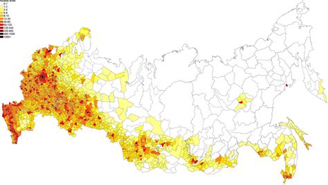 69 Population Density Administrative Boundaries Map Of Russia