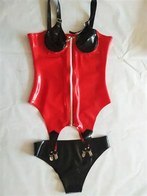 100 Latex Rubber Zwart En Rood Strakke Corset Vormgeven Tailleclip