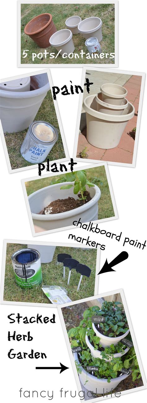 Diy Stacked Herb Garden Made With Inexpensive Pots And Handmade