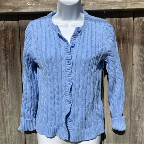 Ll Bean Sweaters Ll Bean Cable Knit Cardigan Blue Poshmark