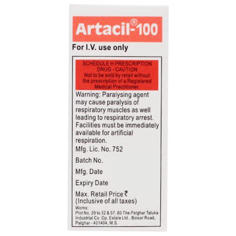 Artacil 100mg Injection 10ml Buy Medicines Online At Best Price From