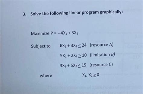 Solved 3 Solve The Following Linear Program Graphically