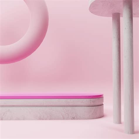Premium Photo 3d Render Pink Podium Display