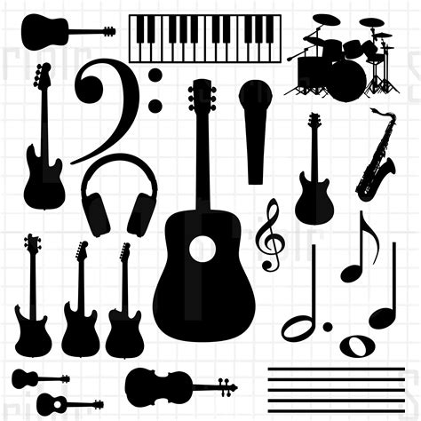Assorted Musical Band Instrument Worship Silhouettes SVG Etsy