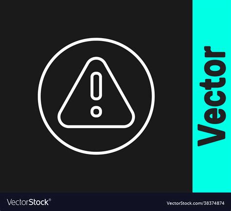 White Line Exclamation Mark In Triangle Icon Vector Image