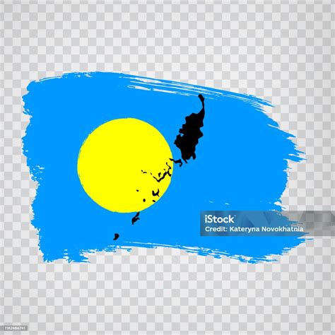 브러시 스트로크와 빈지도 팔라우에서 팔라우 국기 공화국 웹 사이트 디자인 로고 앱 Ui에 대한 투명 한 배경에 높은 품질의지도