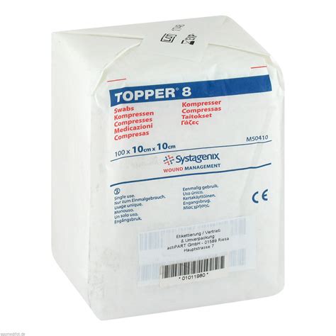 Topper 8 Kompr.10x10 cm unsteril 100 St | 01011980